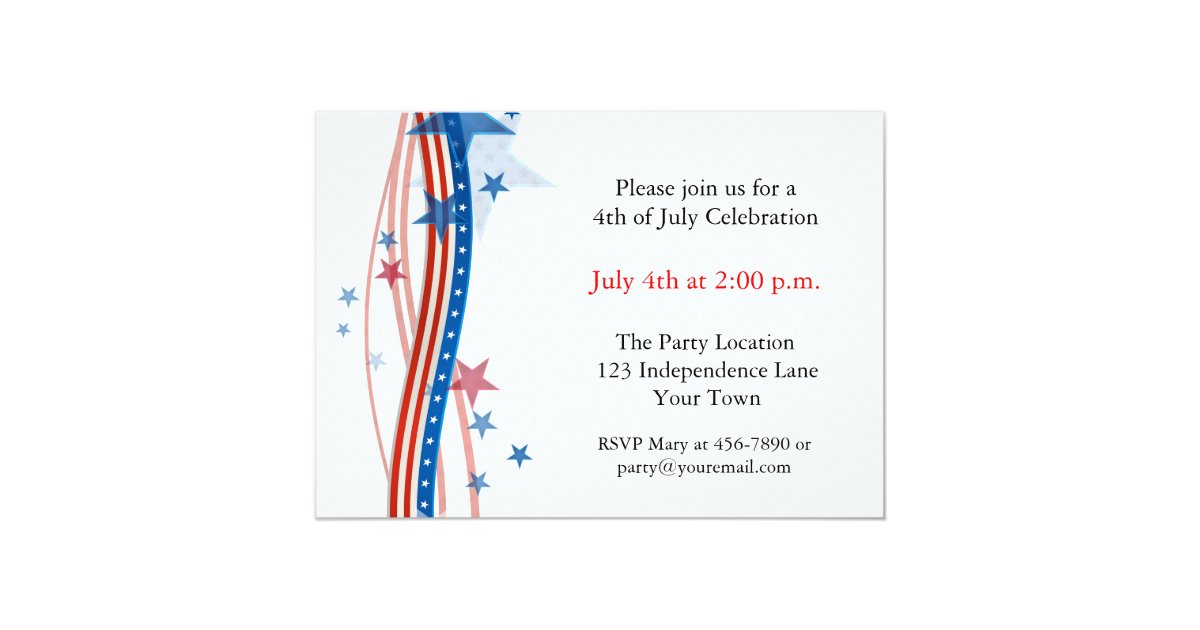 Stars and Stripes Streamers Invitation | Zazzle.com