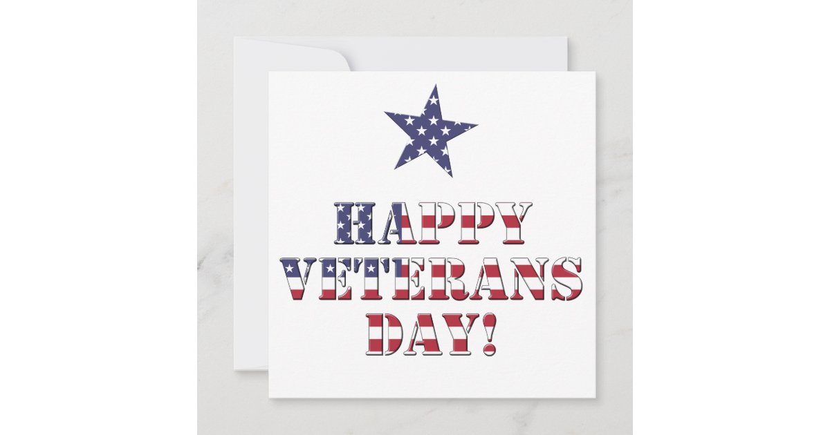 Stars and Stripes Typography Happy Veterans Day Thank You Card | Zazzle