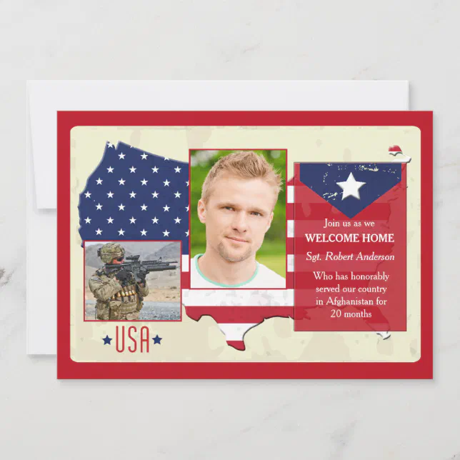 Stars and Stripes USA Photo Patriotic Invites | Zazzle