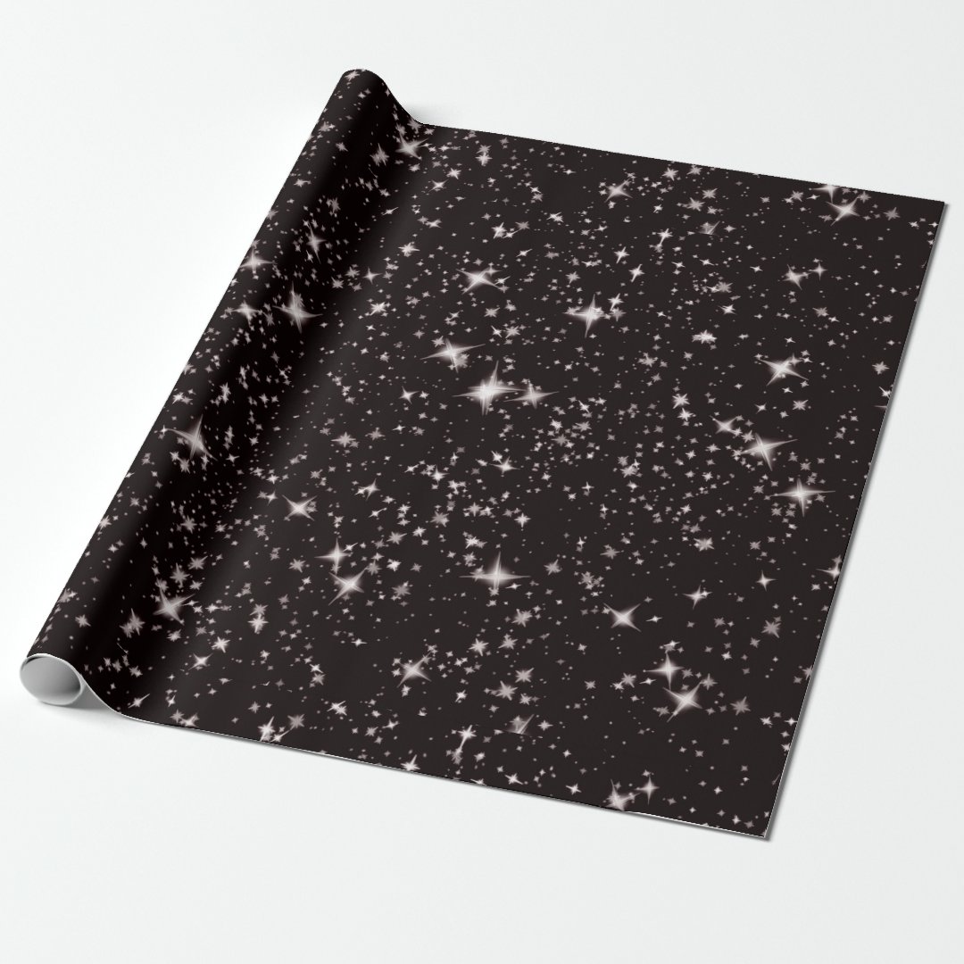 stars black night wrapping paper | Zazzle