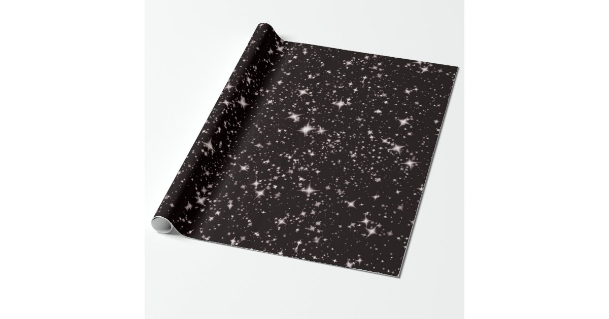 stars black night wrapping paper | Zazzle