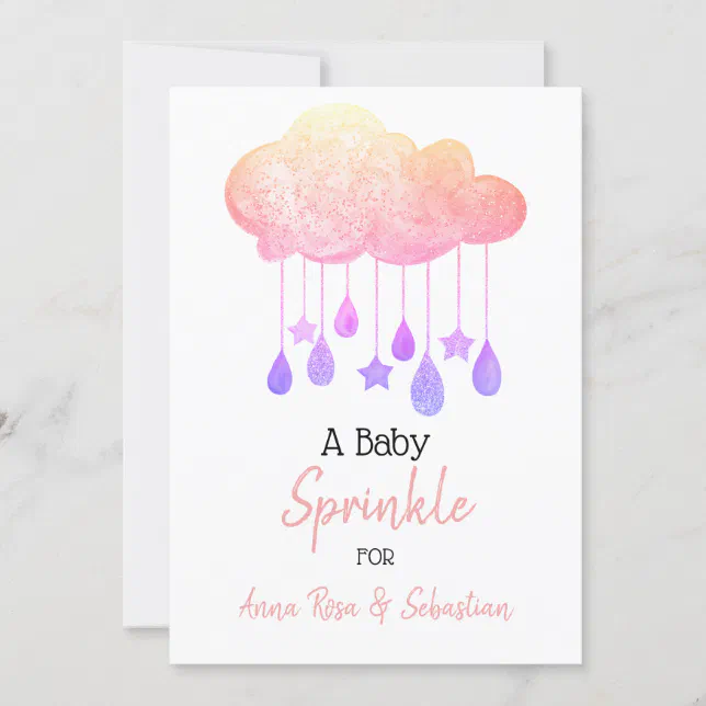 Stars Cloud Rain Sprinkle Baby Shower Invitation | Zazzle