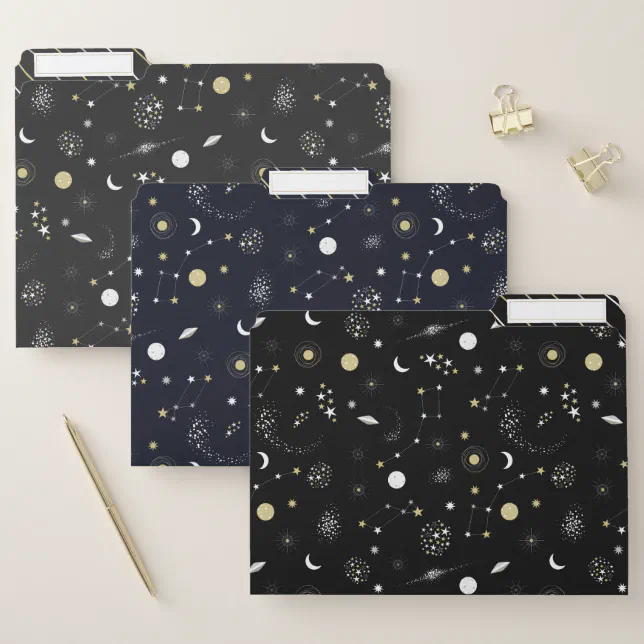 Stars & Galaxies Space Pattern File Folder | Zazzle