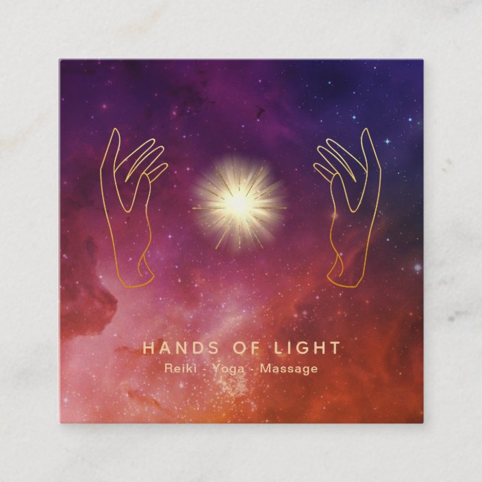 Stars Healing Hands Universe Cosmic Lights Square Business Card ...