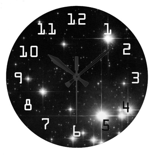 Stars in Deep Space Black and White Large Clock | Zazzle.com