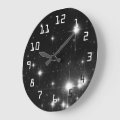 Stars in Deep Space Black and White Large Clock | Zazzle