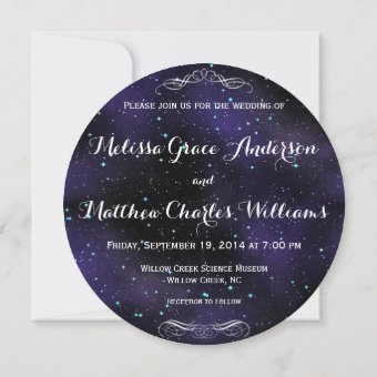 Stars in the Night Sky Round Wedding Invitation | Zazzle