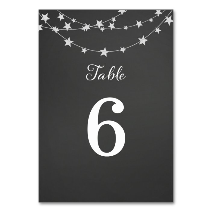 Stars Lights String Wedding Table Number Card | Zazzle.com