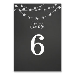 Stars Lights String Wedding Table Number Card | Zazzle