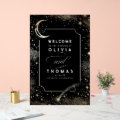 Stars Moon Celestial Black Wedding Welcome Sign | Zazzle