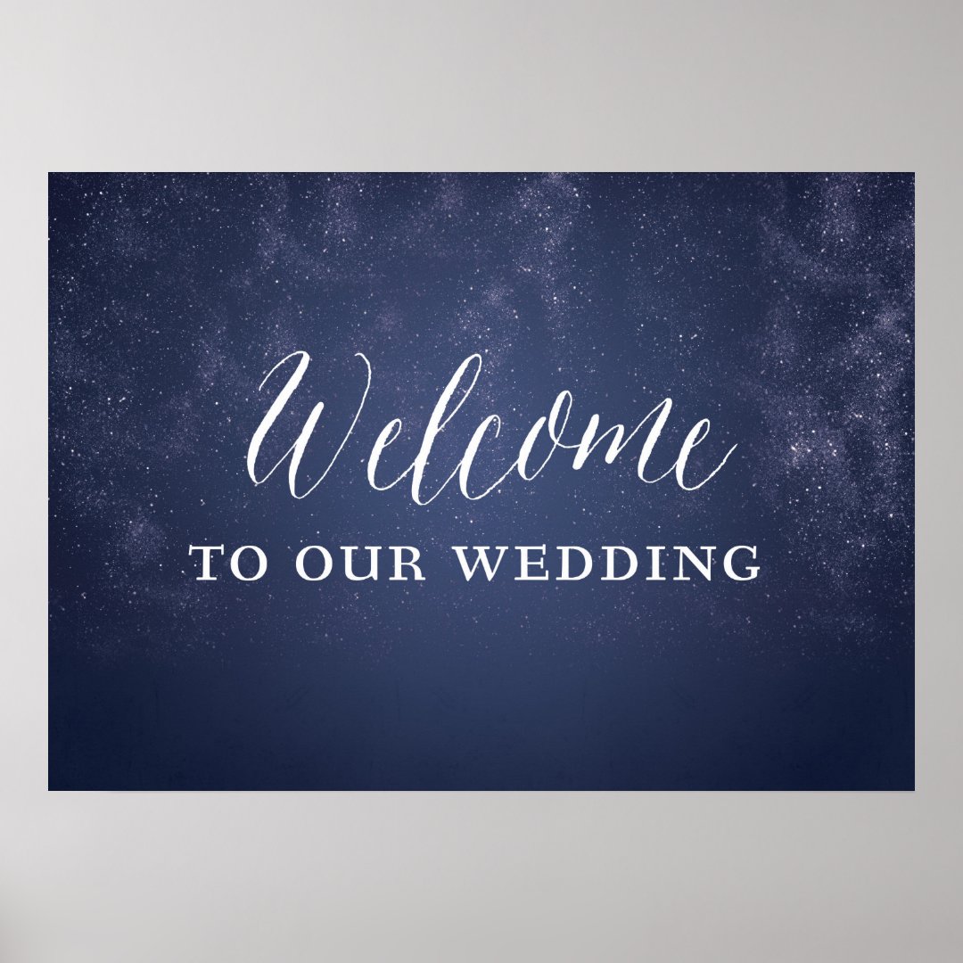 Stars Night Celestial Wedding Welcome Sign 28x20 | Zazzle