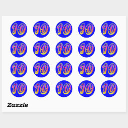 Stars Number 10 Stickers | Zazzle