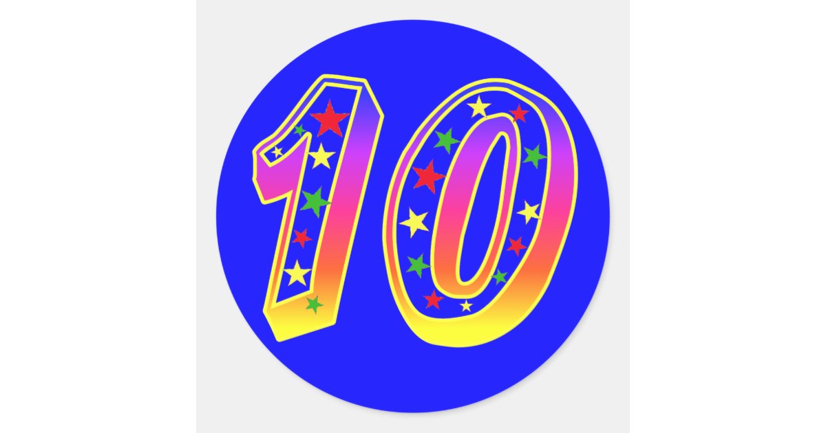 Stars Number 10 Stickers | Zazzle