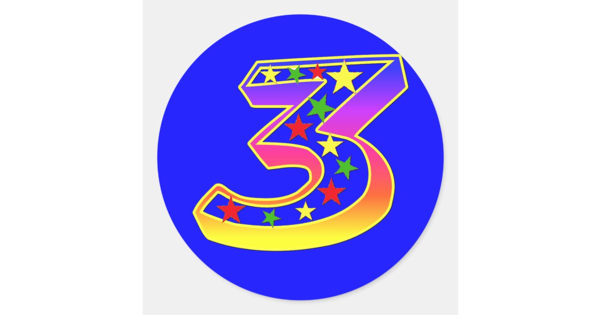 Stars Number 3 Stickers | Zazzle