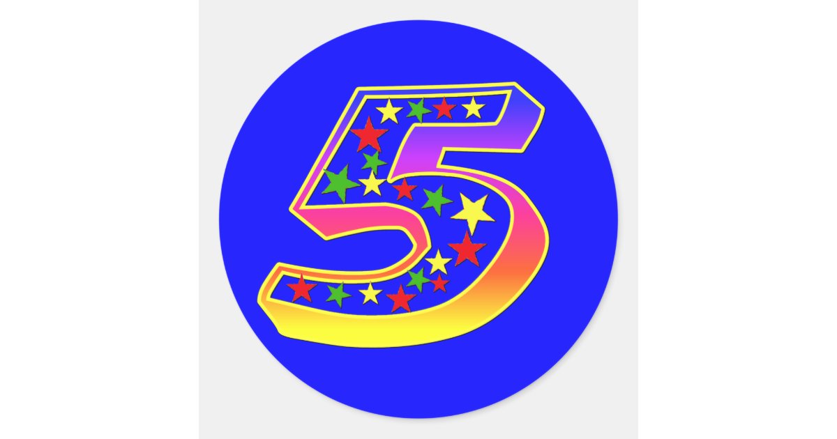 Stars Number 5 Stickers | Zazzle