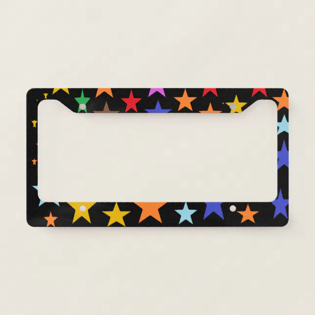 Stars on Black Background Personalized Customized License Plate Frame ...