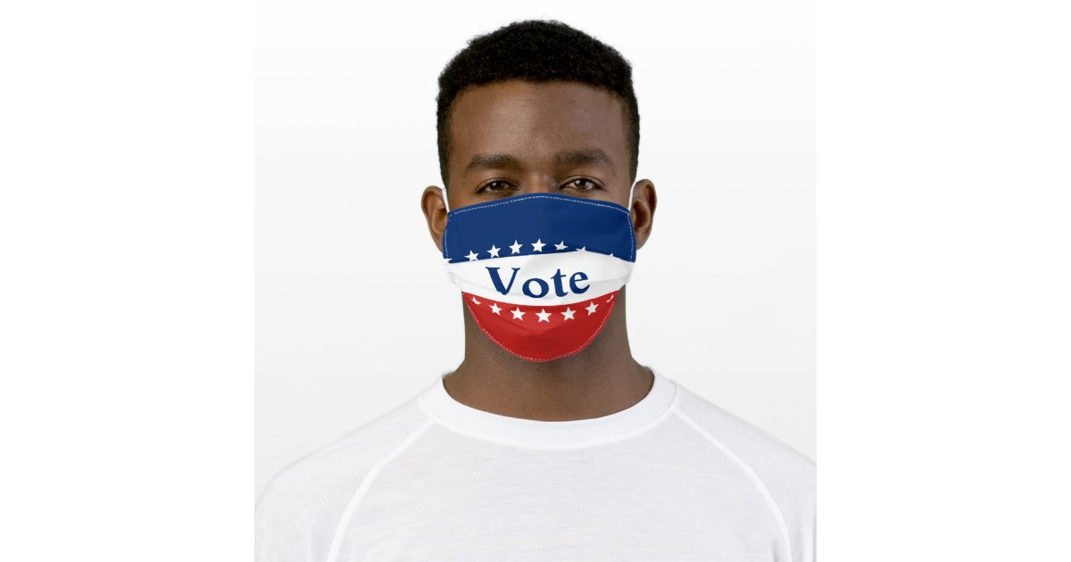 Stars on Red White and Blue Vote Adult Cloth Face Mask | Zazzle