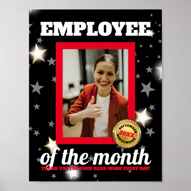 Stars photo display employee of the month award poster | Zazzle