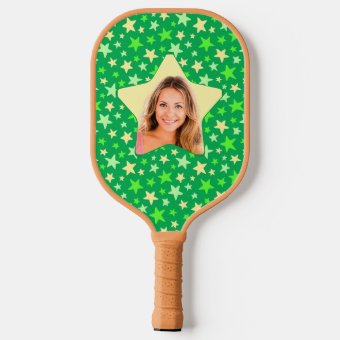 Stars Pickleball Star Player Green Custom Photo Pickleball Paddle | Zazzle