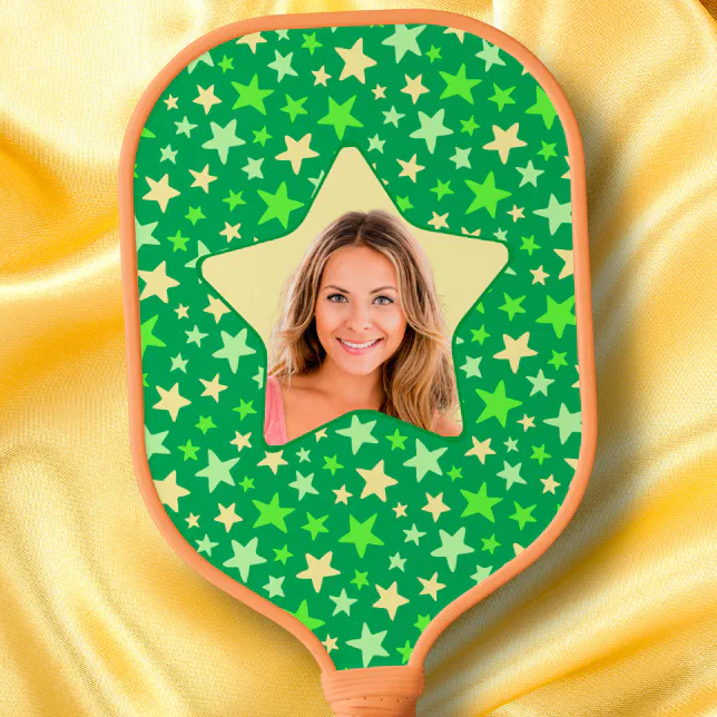 Stars Pickleball Star Player Green Custom Photo Pickleball Paddle | Zazzle