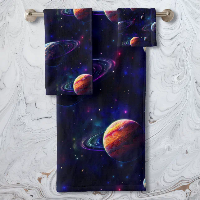 Stars, Planets, Galaxy, Outer space Themed Bath Towel Set | Zazzle