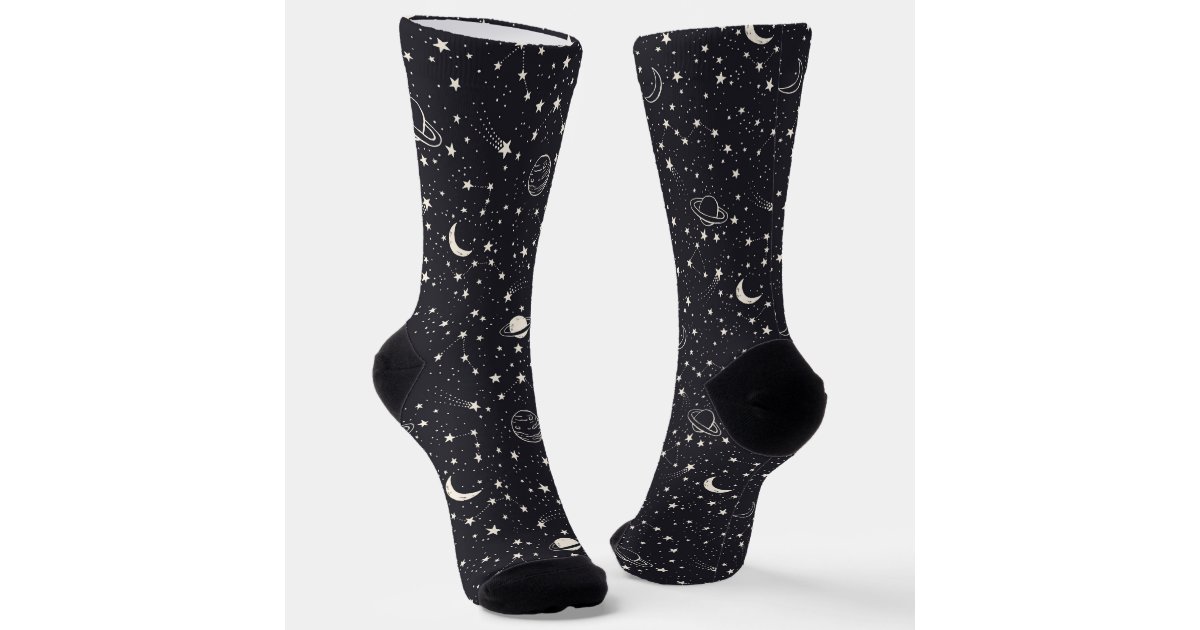 Stars & Planets Pattern Socks | Zazzle