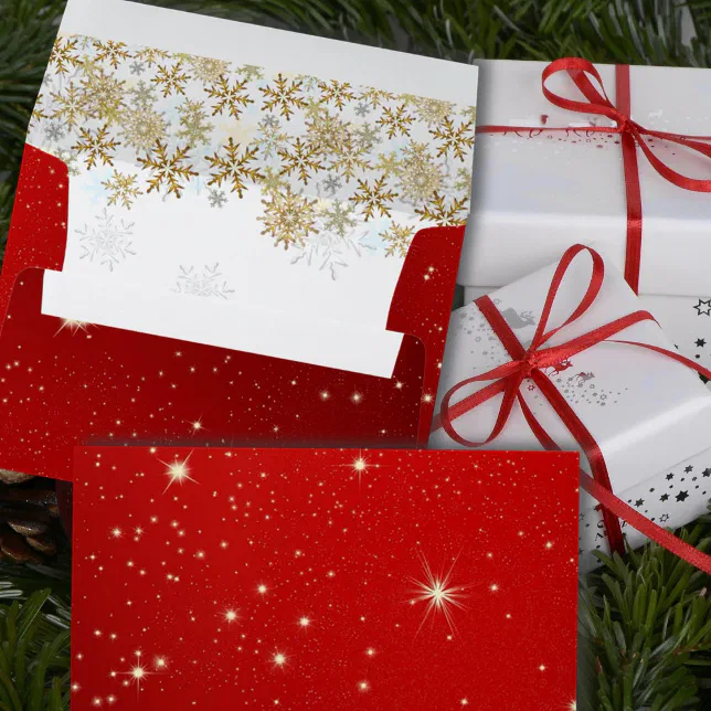 Stars Red A7 Christmas Envelopes | Zazzle