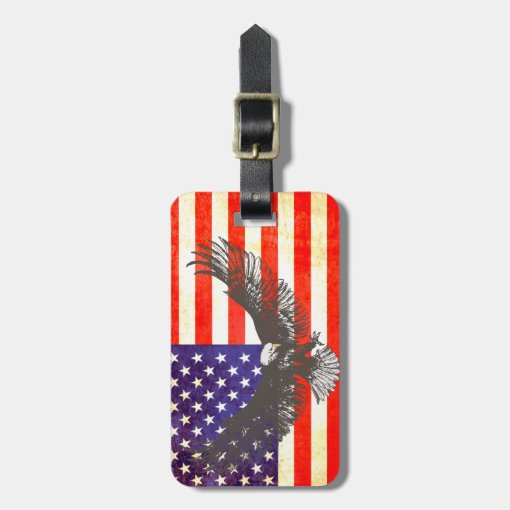 Stars & stripes America flag & eagle luggage tag | Zazzle