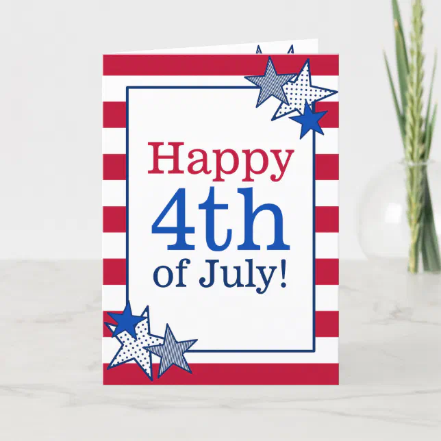 Stars Stripes Patriotic 4th of July Typography Holiday Card | Zazzle