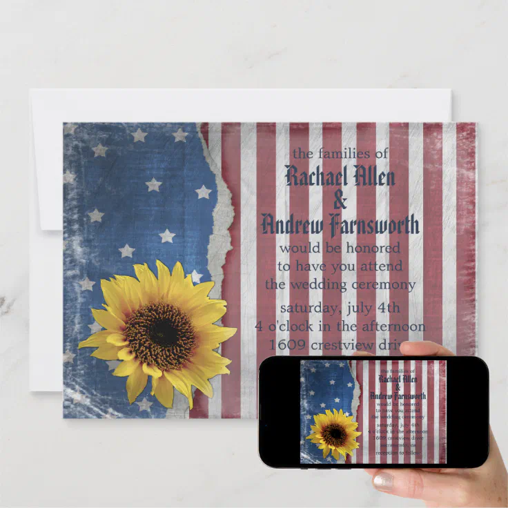 Stars & Stripes Patriotic Wedding Invitations | Zazzle