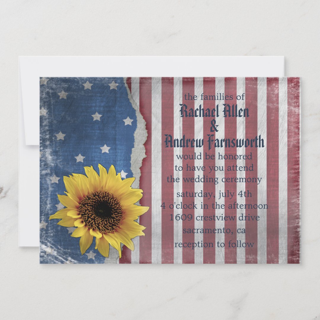 Stars & Stripes Patriotic Wedding Invitations | Zazzle
