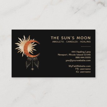 Stars Universe Cosmic Moon Beams Sun Rays Business Card | Zazzle