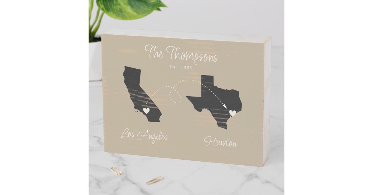 Start to State Family Move Wooden Box Sign | Zazzle