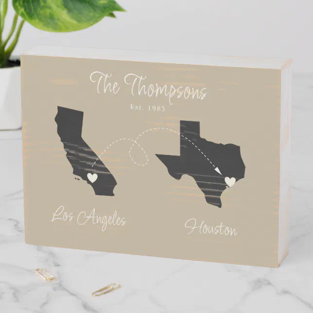 Start to State Family Move Wooden Box Sign | Zazzle
