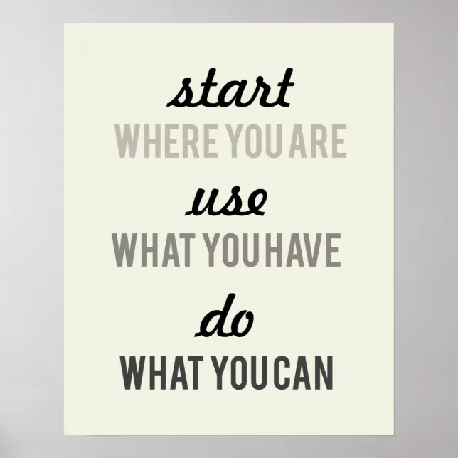 Start where you are Use what you have motivational Poster | Zazzle