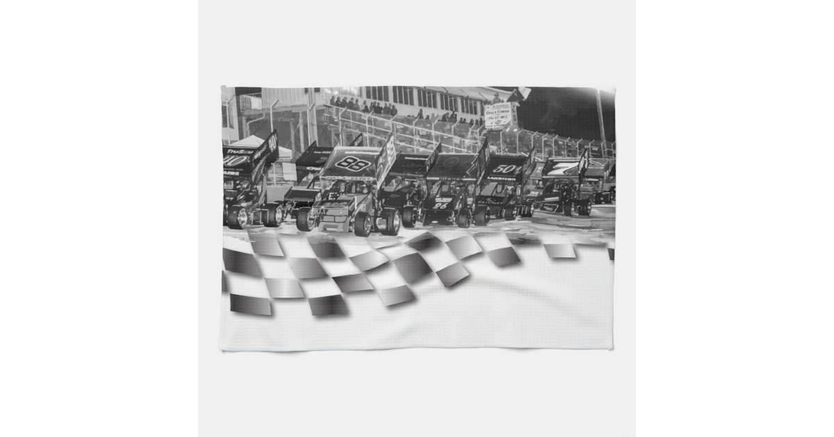 Starting Lineup Winged Sprint Cars Towel | Zazzle
