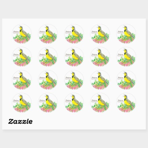 State Bird of Montana Western Meadowlark Songbird Classic Round Sticker ...
