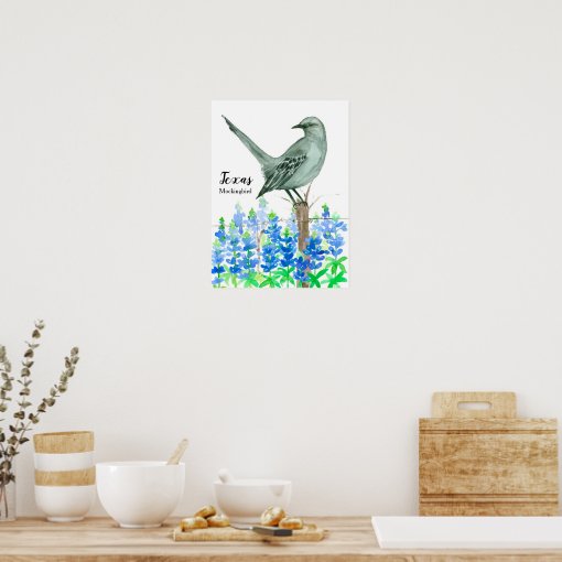 State Bird of Texas Mockingbird Poster | Zazzle