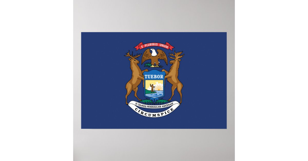 State Flag of Michigan, USA Poster | Zazzle