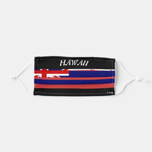 State Hawaii Flag on Black Adult Cloth Face Mask | Zazzle