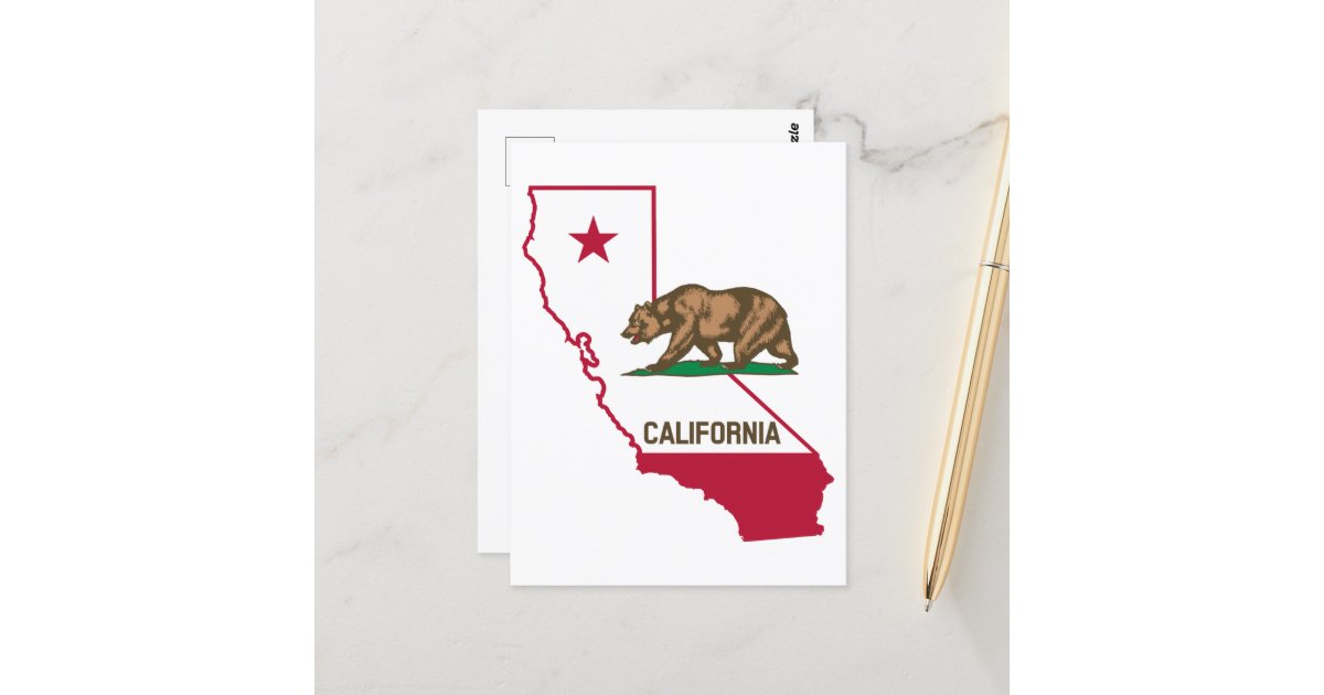 State of California Bear and Flag Postcard | Zazzle