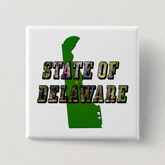 State of Delaware Picture Text & Map Outline Button | Zazzle