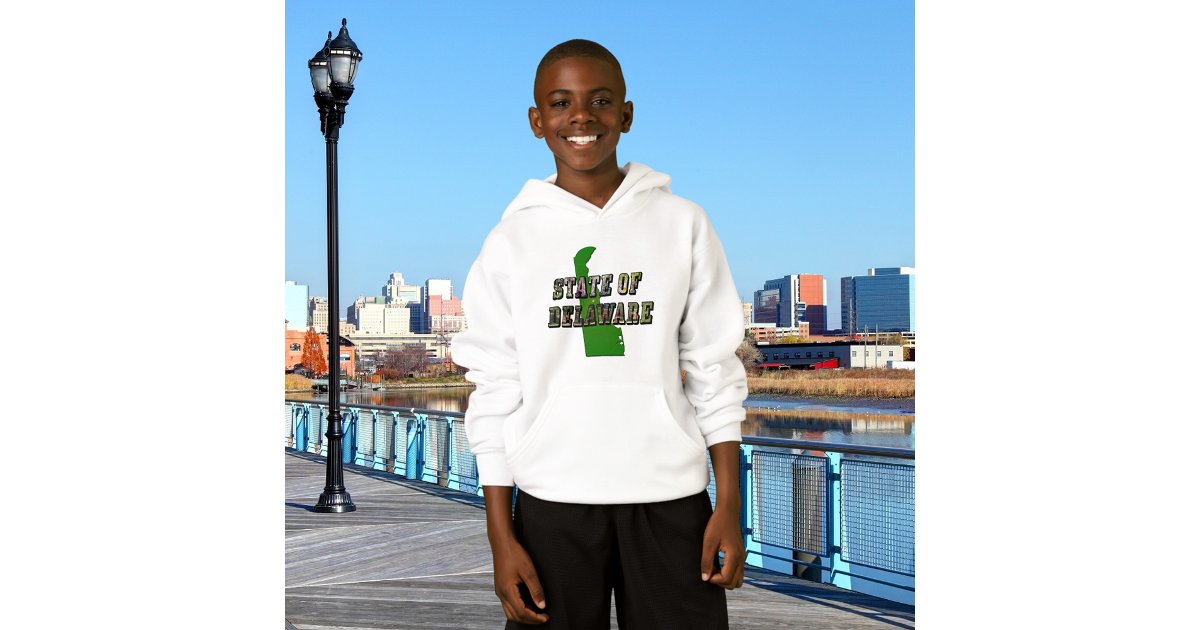 State of Delaware Picture Text & Map Outline Hoodie | Zazzle
