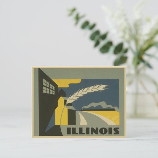 State of Illinois vintage illustration Postcard | Zazzle