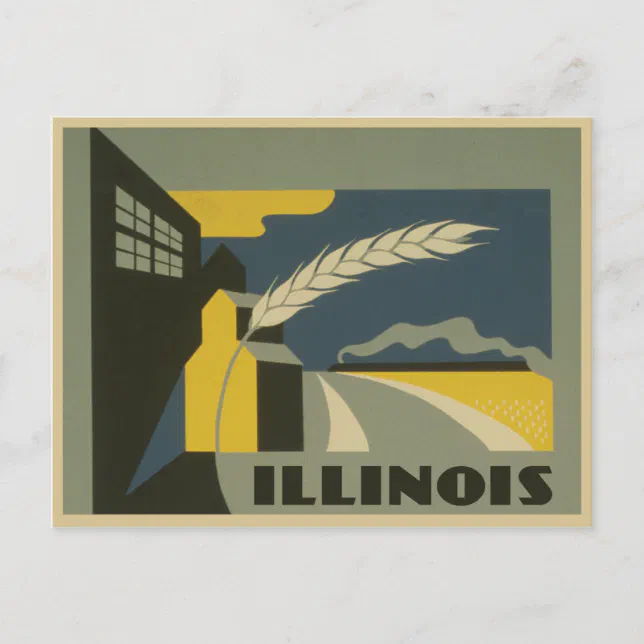State of Illinois vintage illustration Postcard | Zazzle