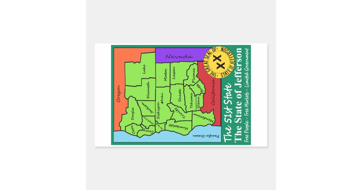 State of Jefferson Rectangular Sticker | Zazzle