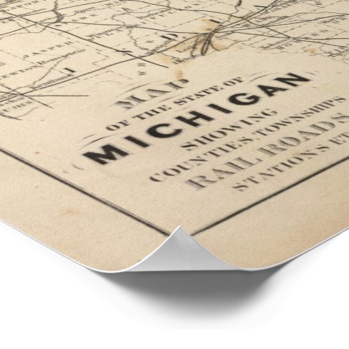 State of Michigan Atlas Map Poster | Zazzle