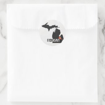state of Michigan sport fishing Classic Round Sticker | Zazzle