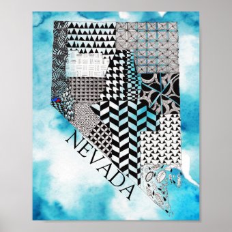 State of Nevada Illustration Poster | Zazzle