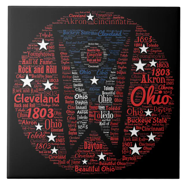 State of Ohio Word Art (6"X6") Ceramic Photo Tile | Zazzle